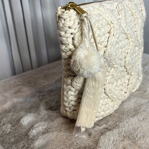 Enchante Accessories | Bags | Crocheted Clutch With Tassel And Puff ...